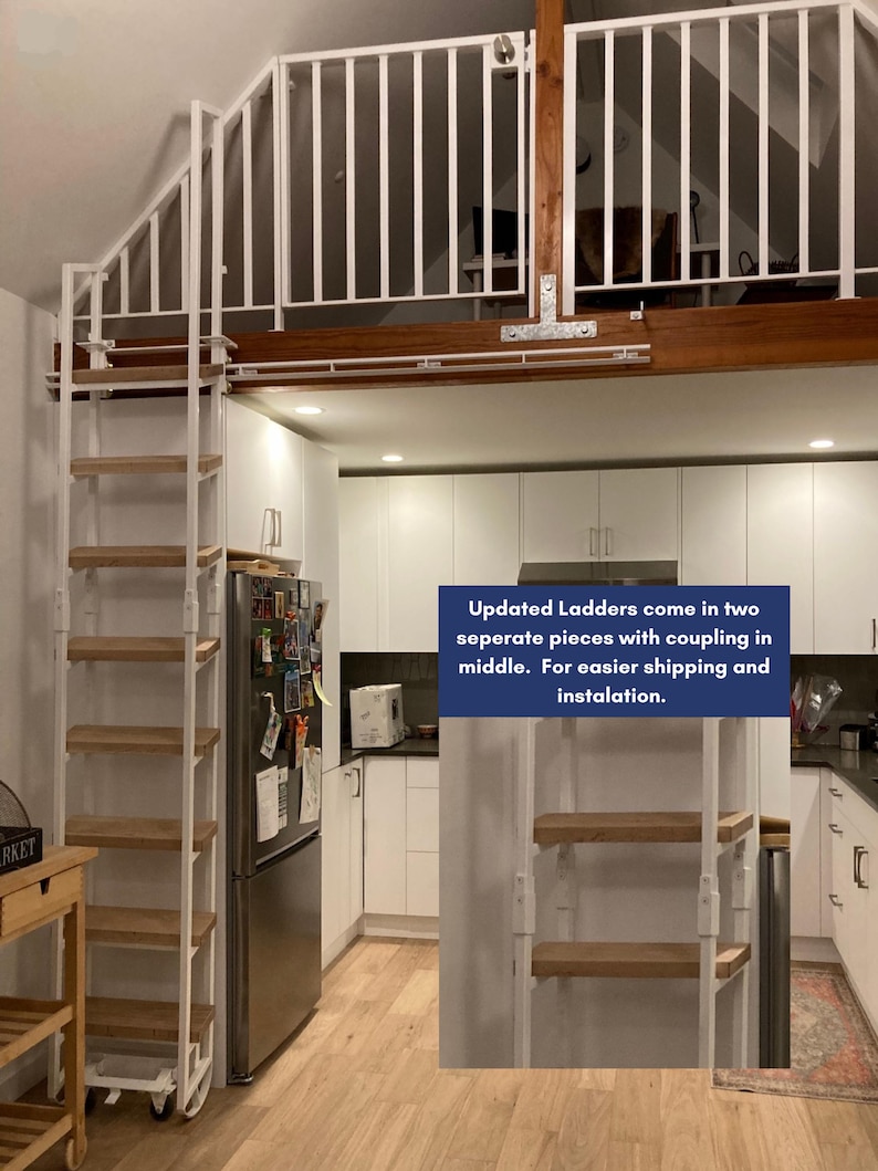 7ft Custom Color Loft Ladder - Retractable In/out - Steel & Wood - Fully Finished - Custom Made ...