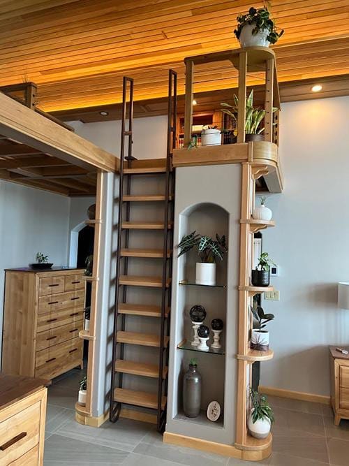 10 Ft Custom Steel & Wood Loft Ladder, Retractable Design - Etsy