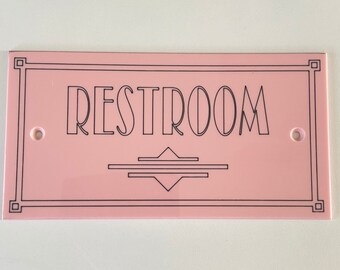 Art Deco Restroom Door Sign - Etsy
