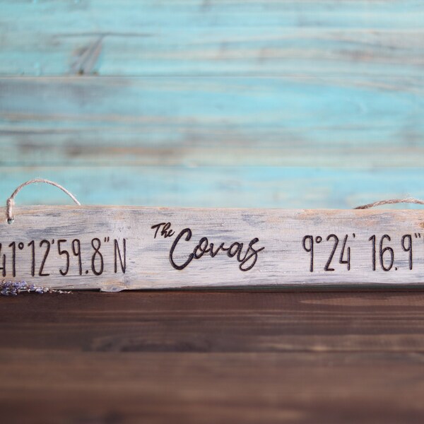 Wood Sign Latitude Longitude - Etsy