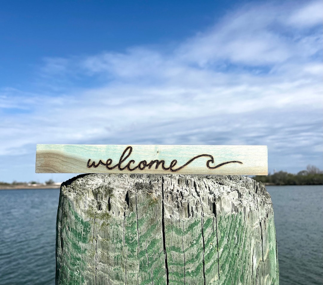 Wood Beach Welcome Sign, Coastal Decor, Beach House Art, Wood Welcome ...