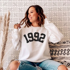 1992 Birthday Year Number Sweatshirt for Women, Women's 30th Birthday ...