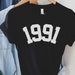 1991 Birthday Year Number Shirt for Women, College Style 1991 Shirt ...
