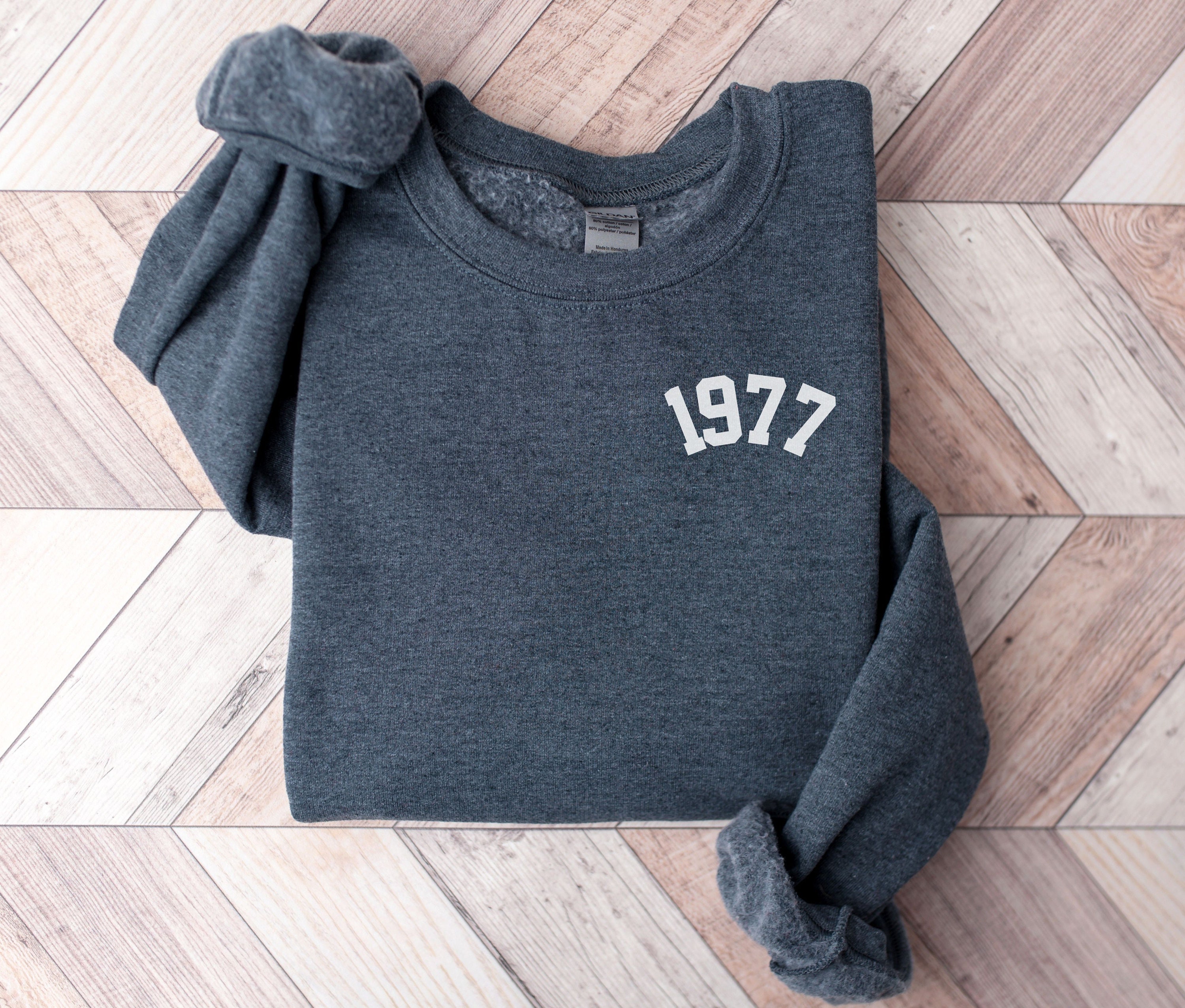1977 Sweatshirt 1977 Birthday Year Number Sweatshirt for - Etsy