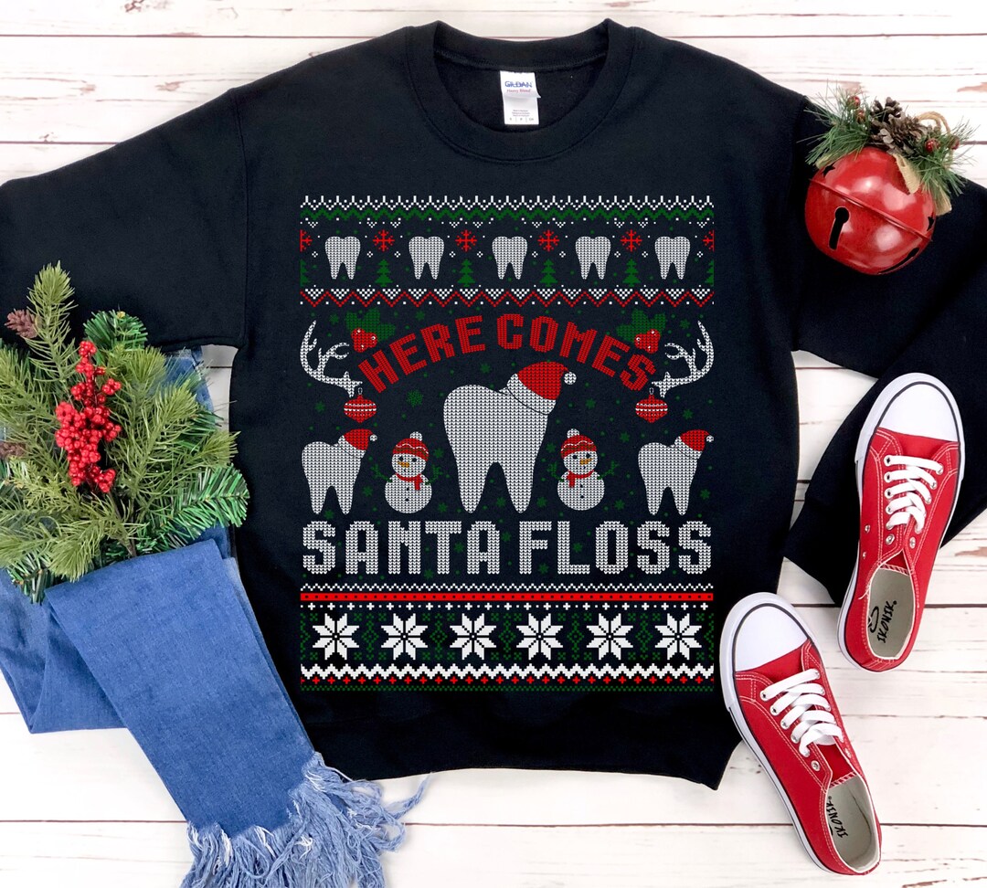 Dentist Christmas Sweatshirt, Funny Dental Tooth Ugly Christmas Sweater ...