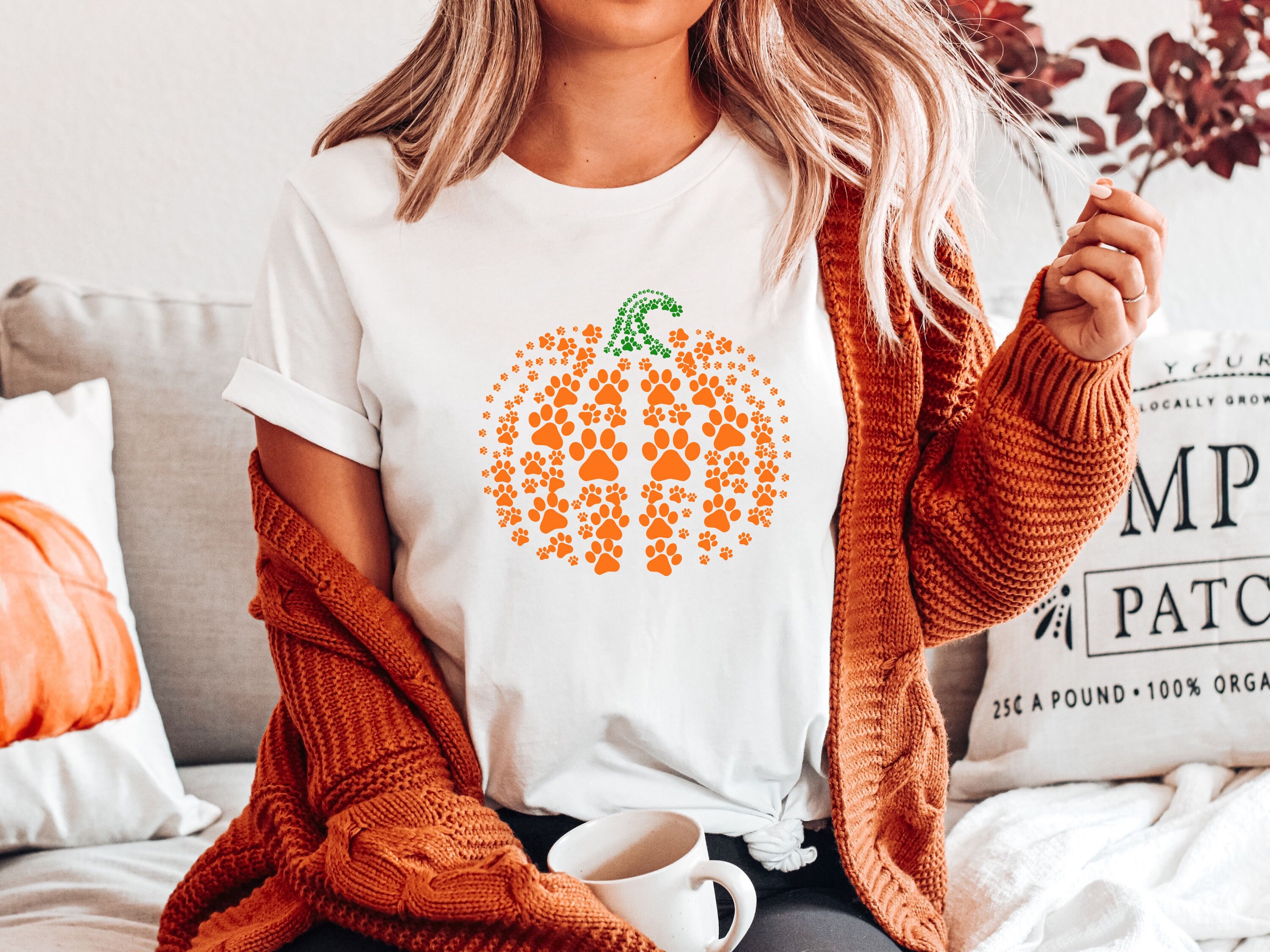 Fall Dog Shirts, Paw Print Pumpkin, Fall Dog Mom Shirt, Paw Pumpkins ...