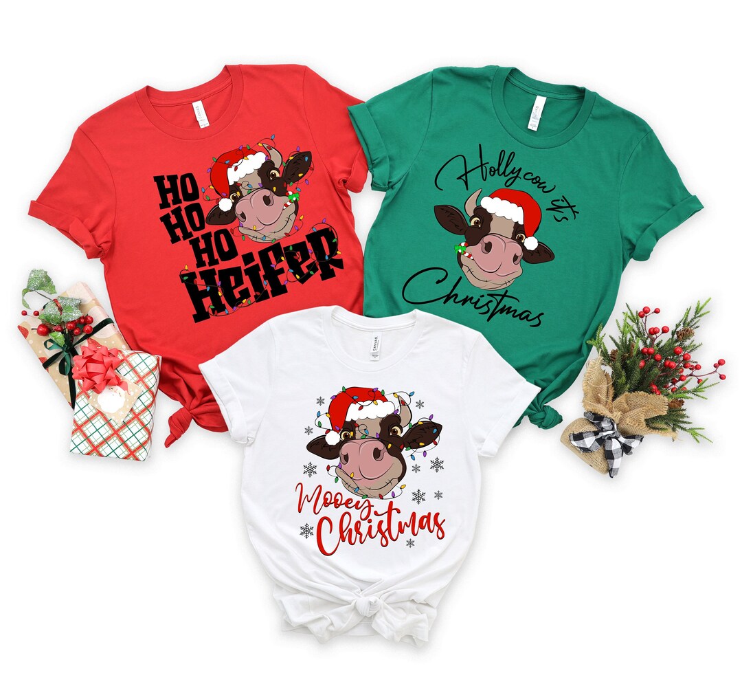 Family Christmas Cow Shirts, Group Matching Cow Christmas Shirt, Funny ...