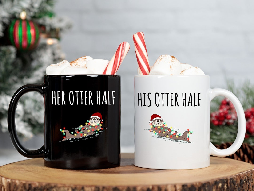 Christmas Couples Mug, Couple Christmas Mugs, Matching His Her Otter ...