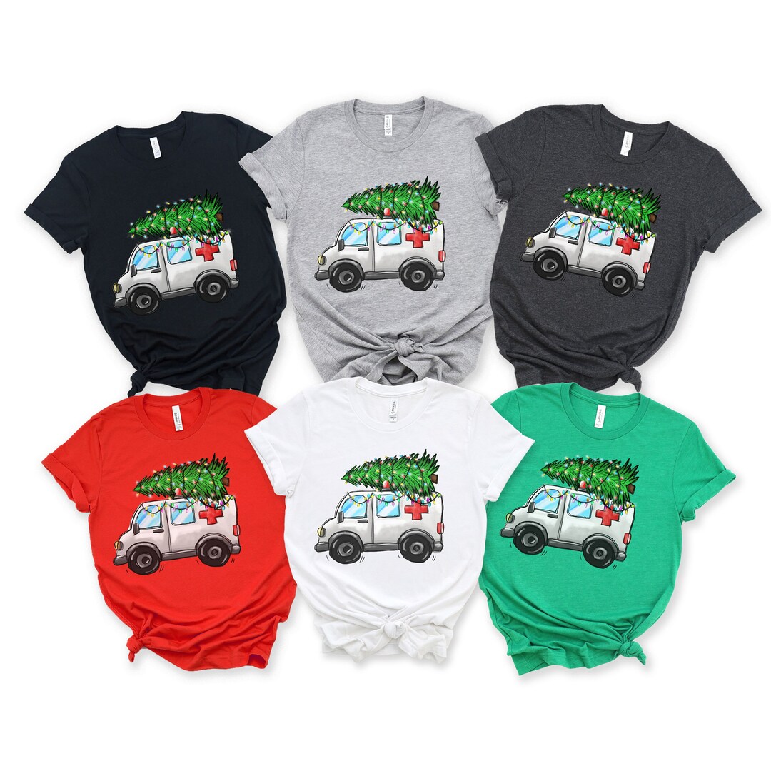 Ambulance Christmas Tree Shirt, Ambulance Crew Christmas Shirts ...