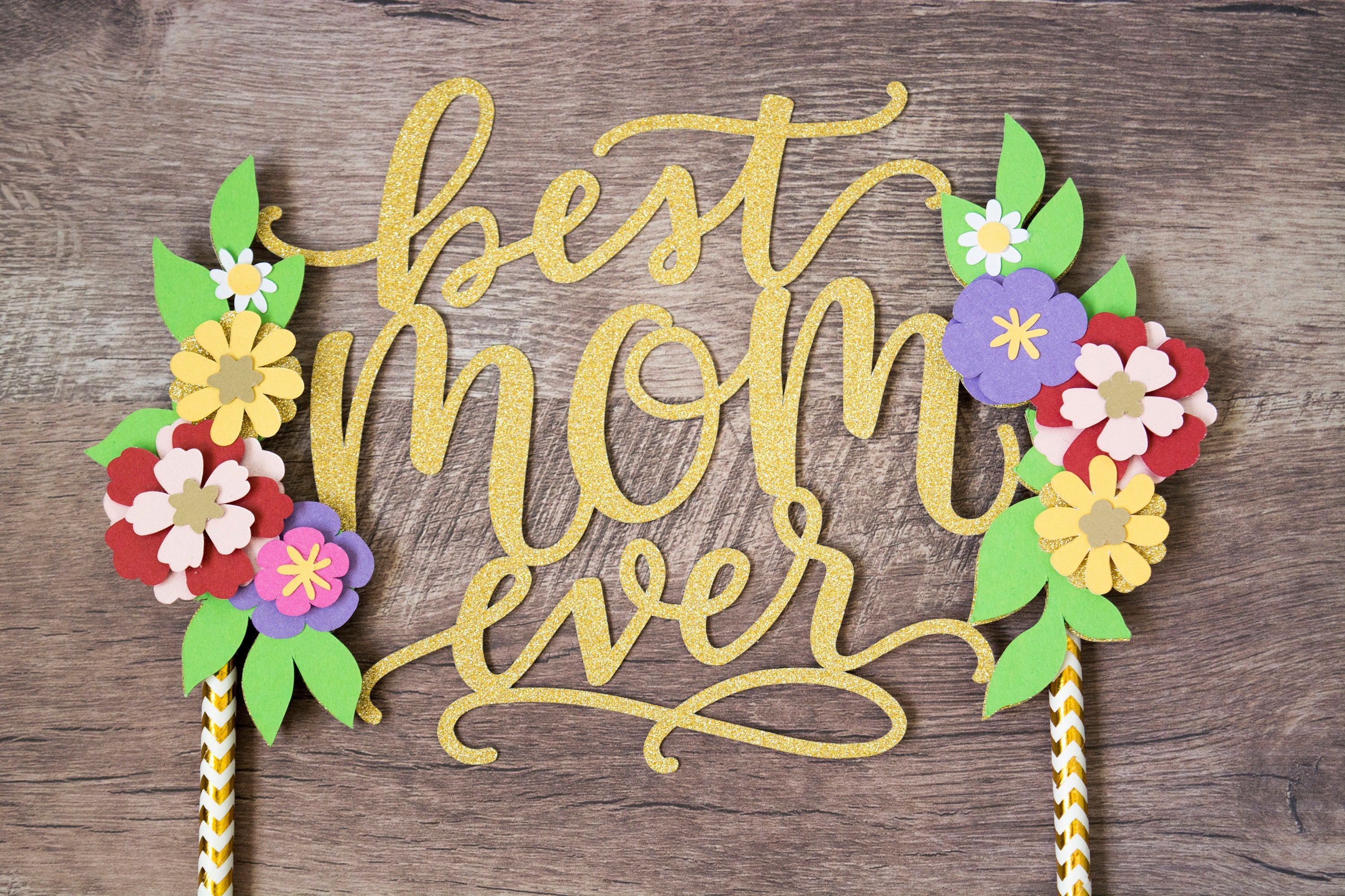 Mothers Day cake topper Best Mum ever gift Mom's | Etsy