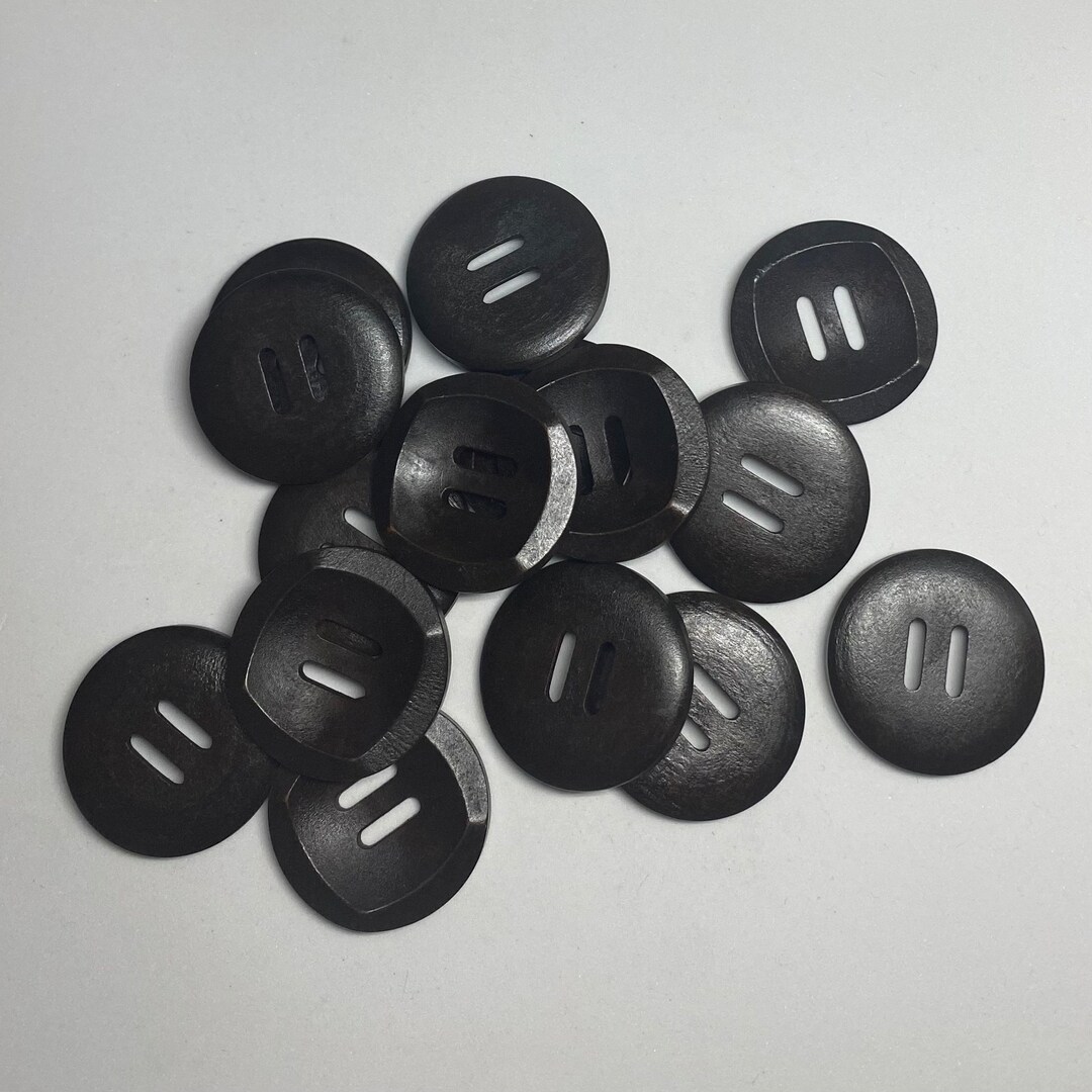 Wooden Button, 6 Pcs, Slotted Buttonholes, 30mm - Etsy