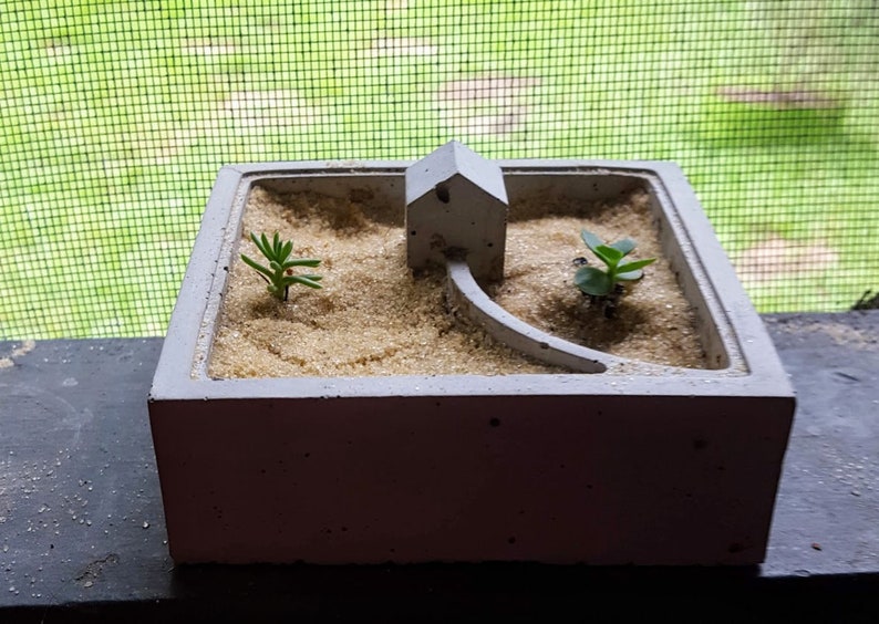 Miniature House Concrete Succulent Planter Tiny House | Etsy