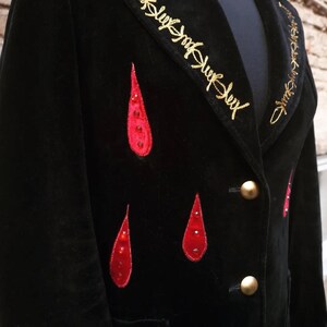 Upcycled Black Velvet Coat With Sacred Heart Appliqué Gothic, One-of-a ...
