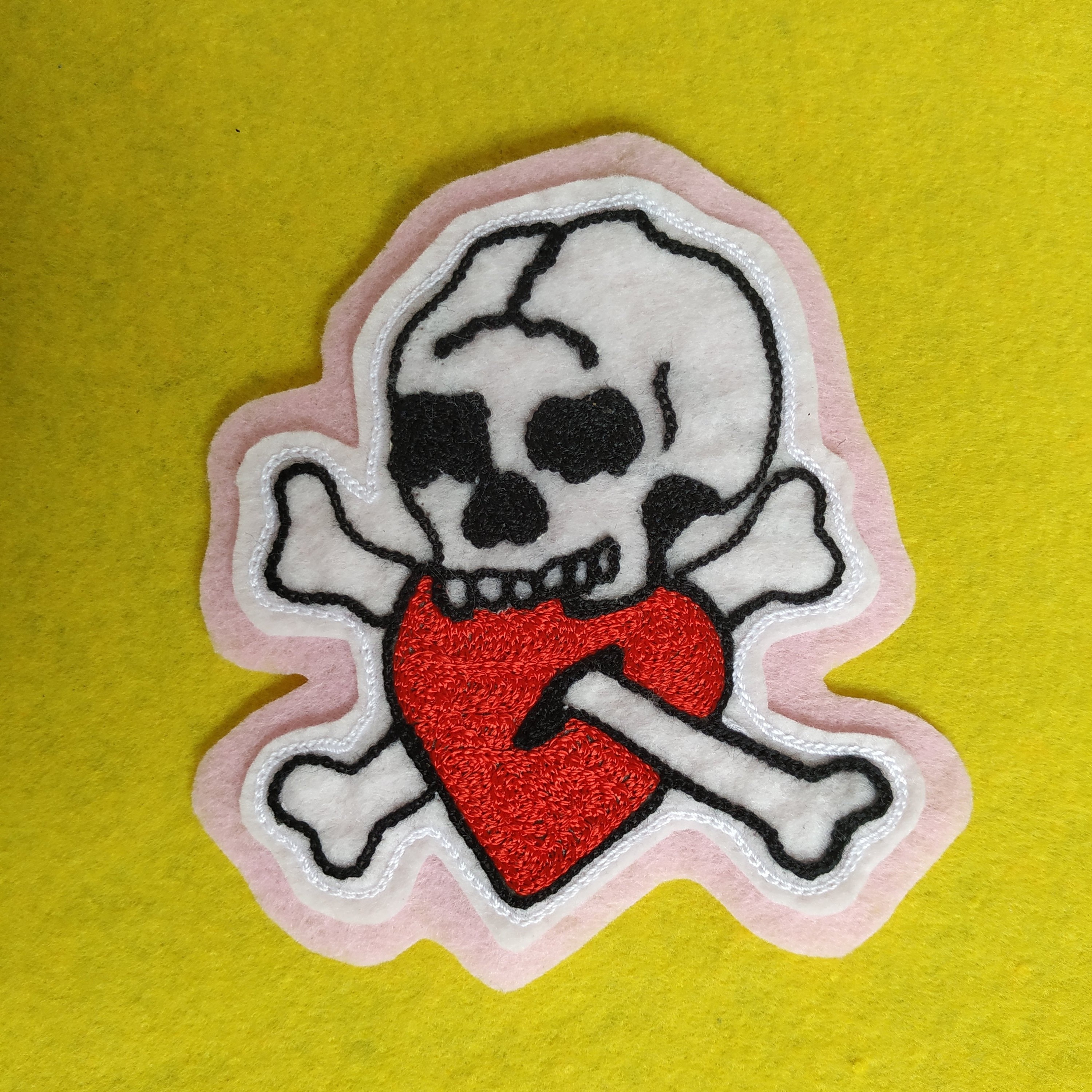 Skull With Heart Sailor Jerry Tattoo Old School Chain Stitch ...