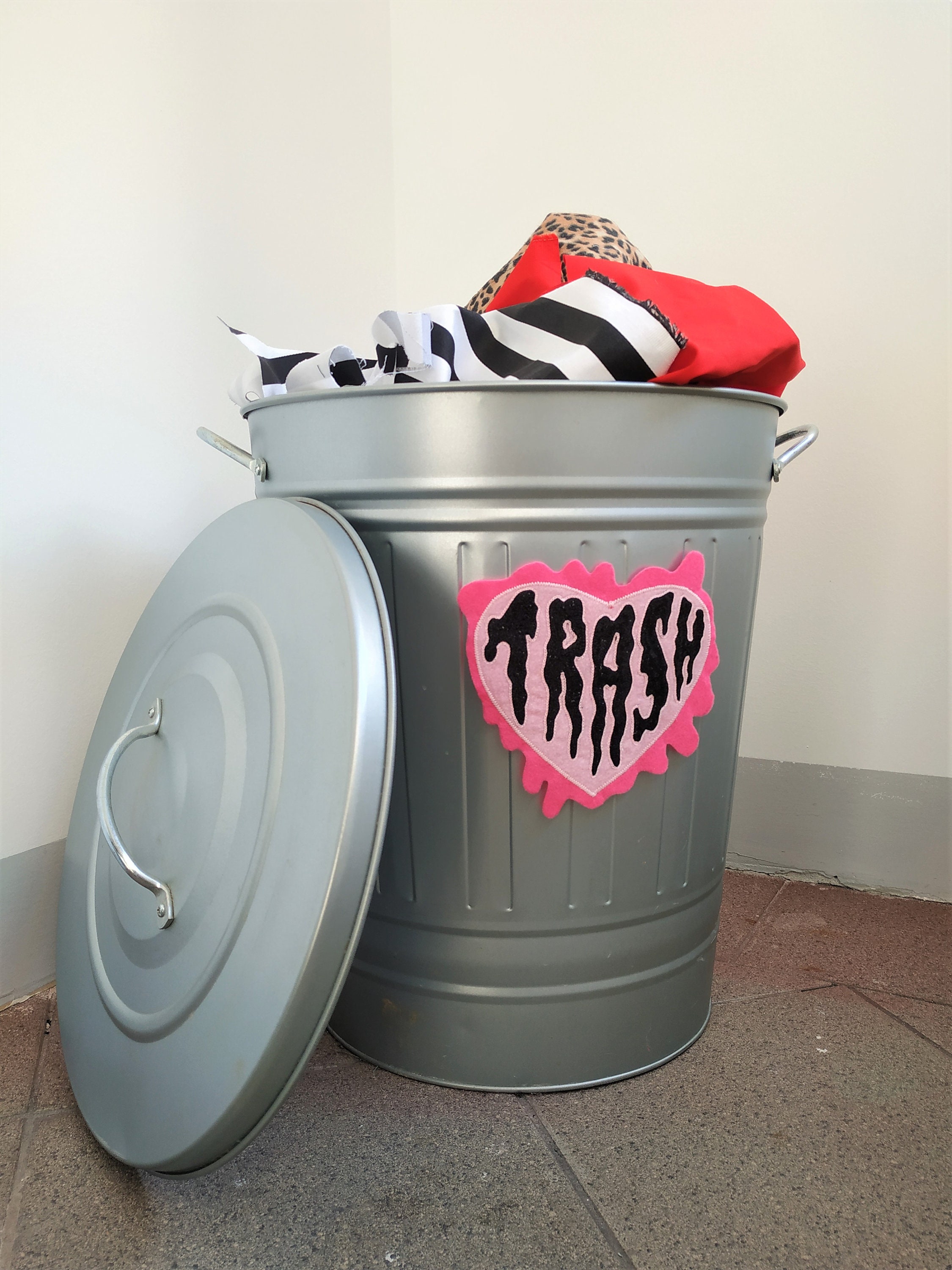 I Love Trash Patch Pink Heart Handmade Sew-on Patch Embroidered on Felt ...