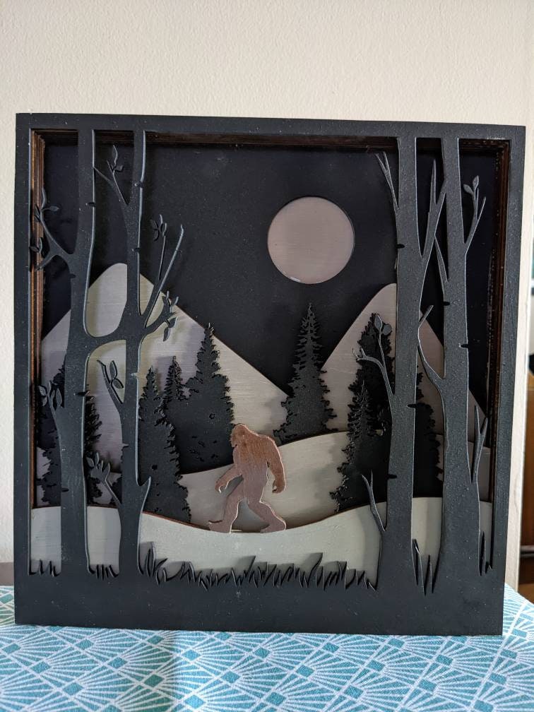 Layered Bigfoot Art: Sasquatch Shelf Display, Bigfoot Decor - Etsy