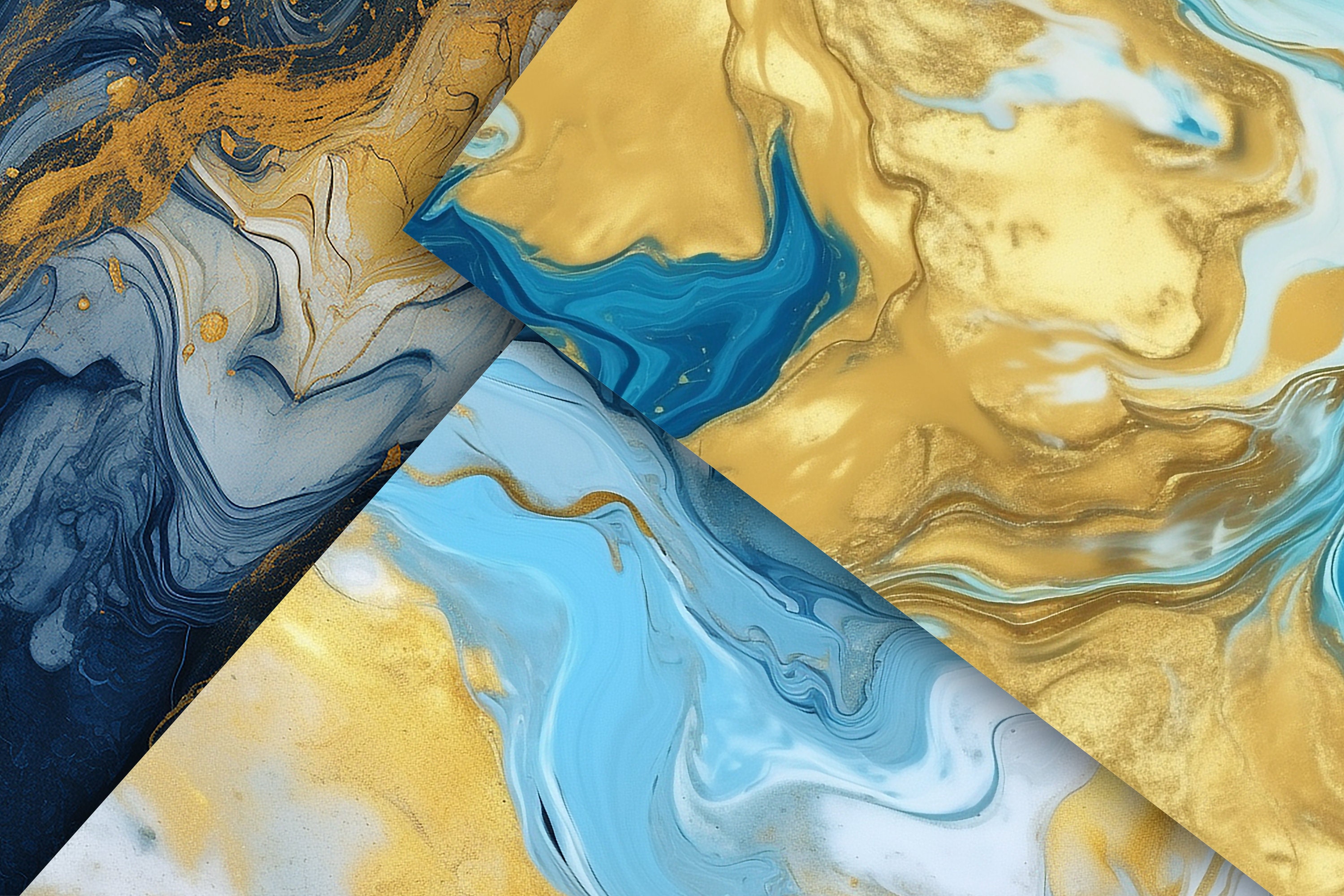 Blue & Gold Marble Papers | Marble Papers | Marbled Digital Paper ...