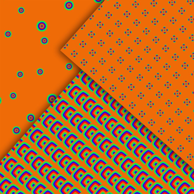 Retro Orange Digital Papers Set | Retro Pattern | Retro Paper | Paper ...