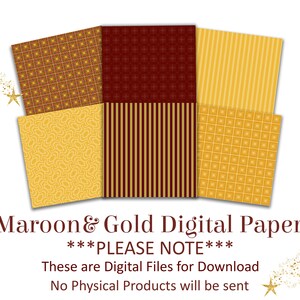 Maroon and Gold Scrapbook Paper 12x12 Craft Supplies Cardmaking Digital ...
