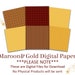 Maroon and Gold Scrapbook Paper 12x12 Craft Supplies Cardmaking Digital ...