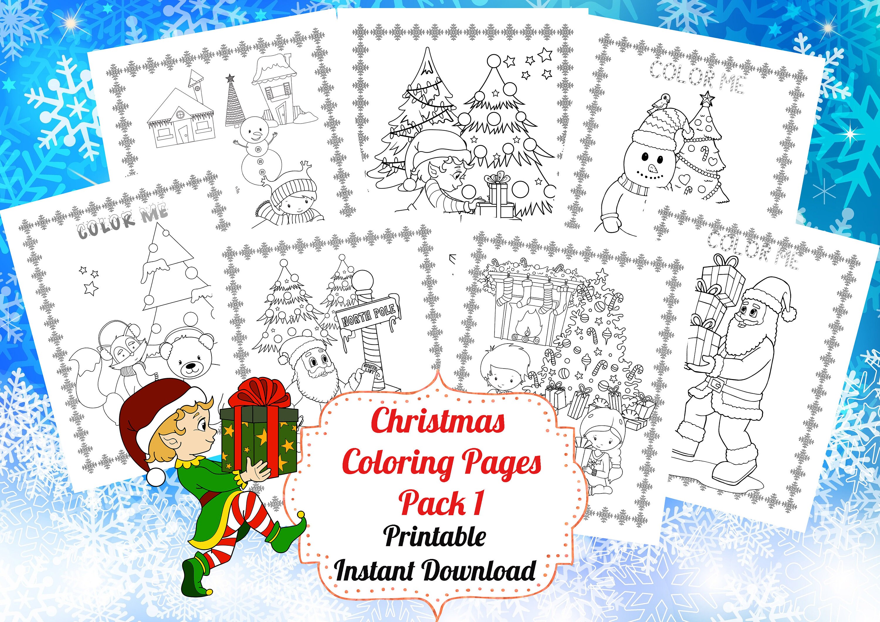 Kids Coloring Pages Printable Christmas Xmas Coloring Page - Etsy
