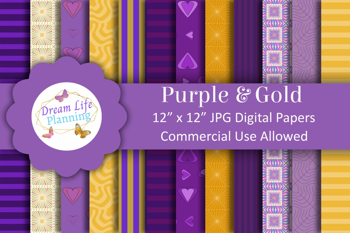 Purple and Gold Digital Scrapbook Pages Scrapbook Paper 12x12 Craft ...