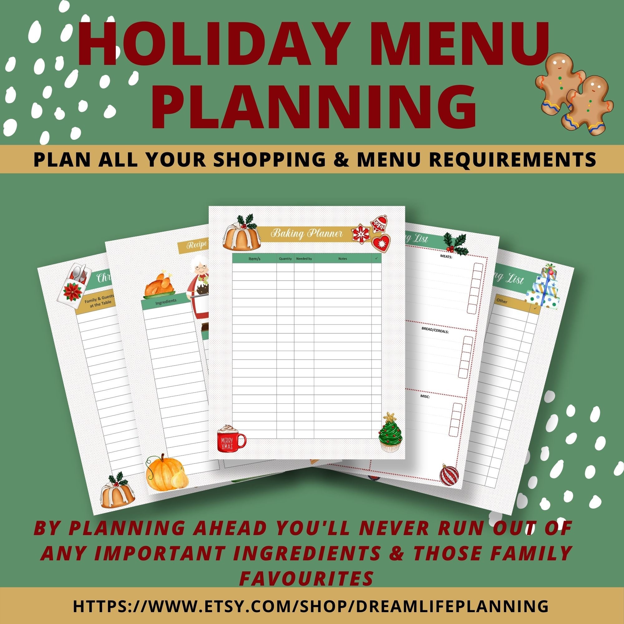 Printable Christmas Planner Organiser PDF Template Digital Download US ...