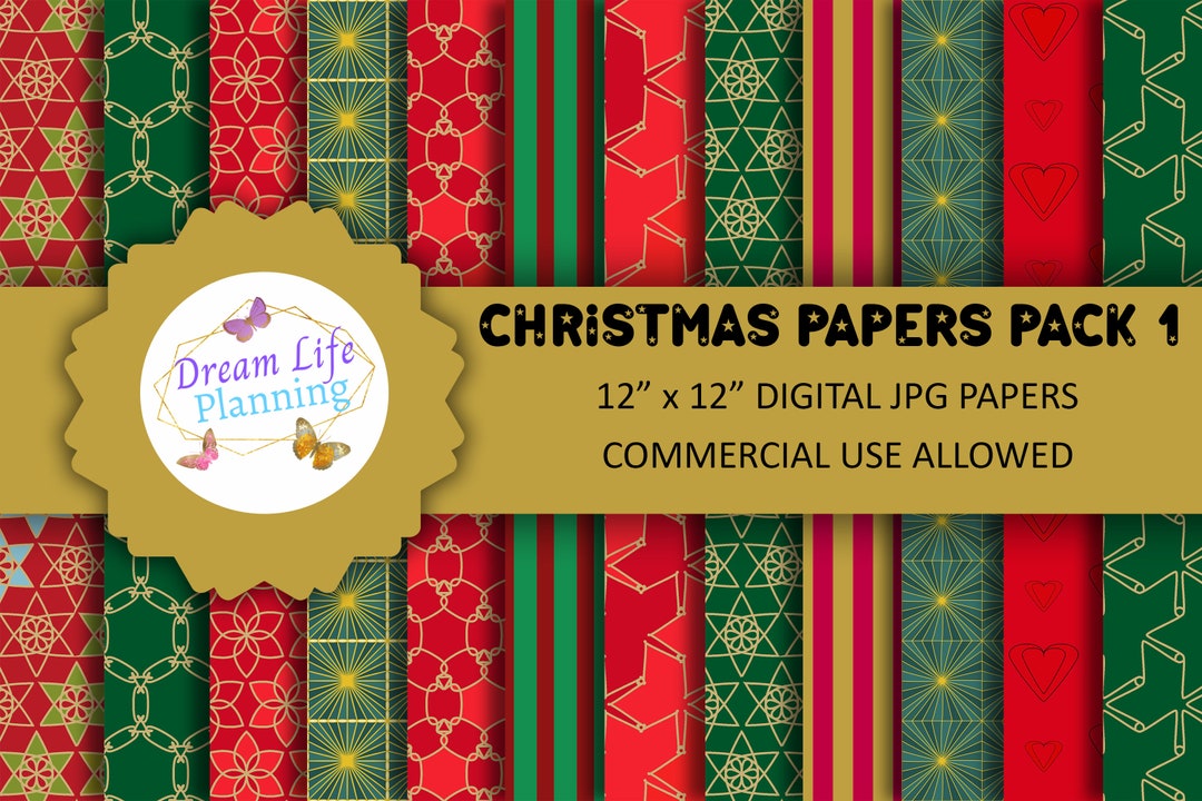 Christmas Scrapbook Paper Digital Scrapbook Paper 12x12 Digital Paper ...