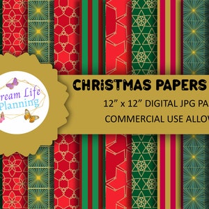 Christmas Scrapbook Paper Digital Scrapbook Paper 12x12 Digital Paper ...