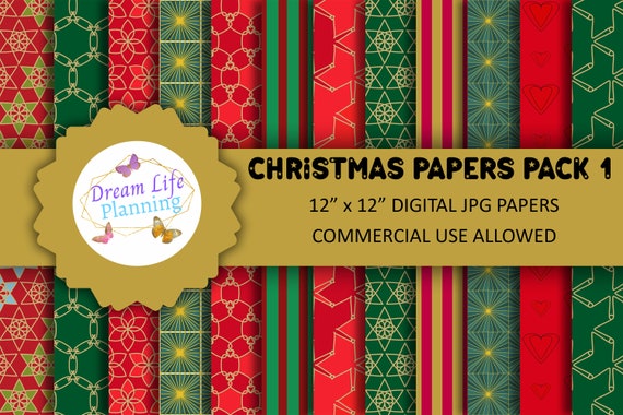 Christmas Scrapbook Paper Digital Scrapbook Paper 12x12 | Etsy