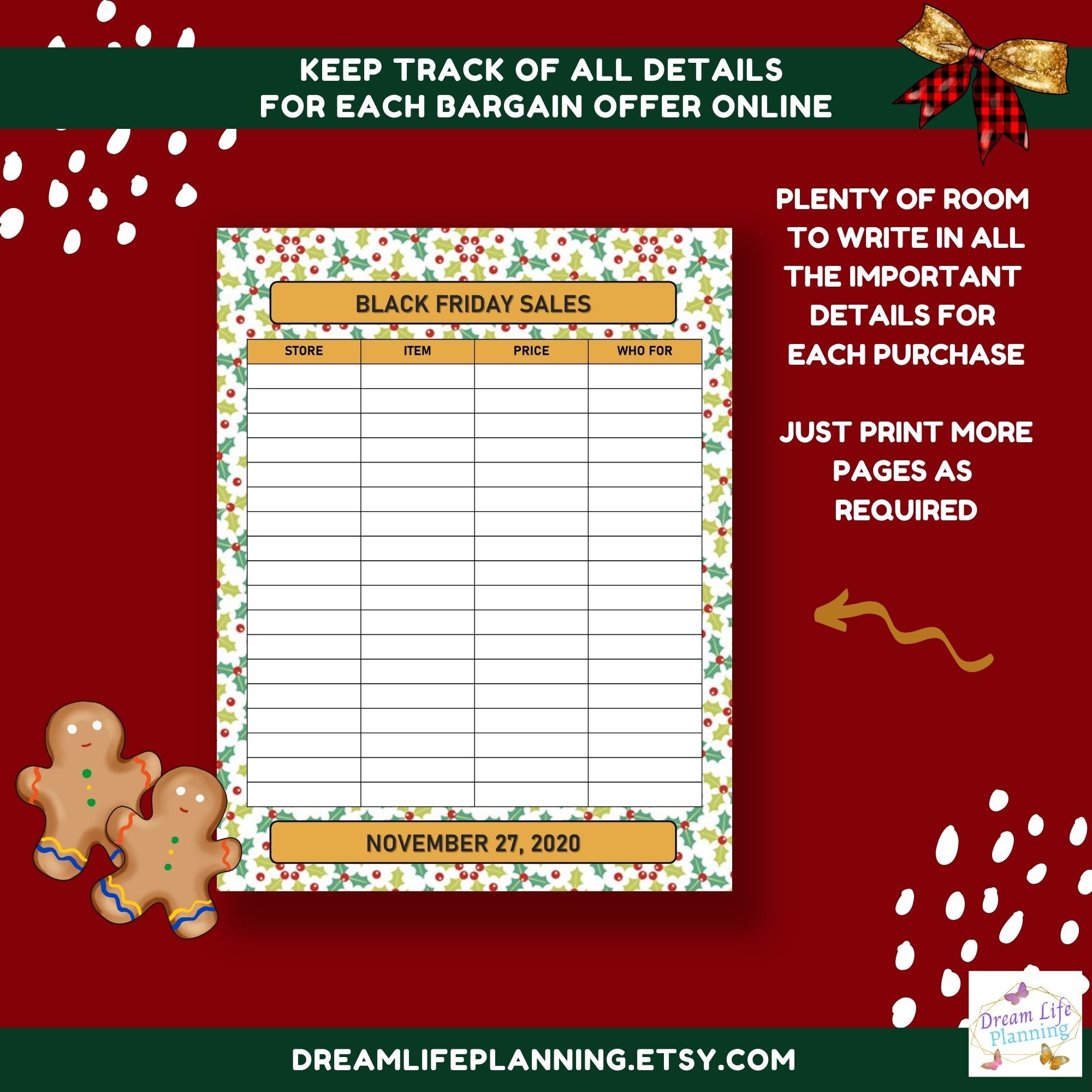 Black Friday Sale Printable Planner,cyber Monday,shopping List,cyber ...