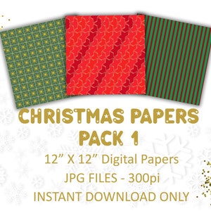 Christmas Scrapbook Paper Digital Scrapbook Paper 12x12 Digital Paper ...