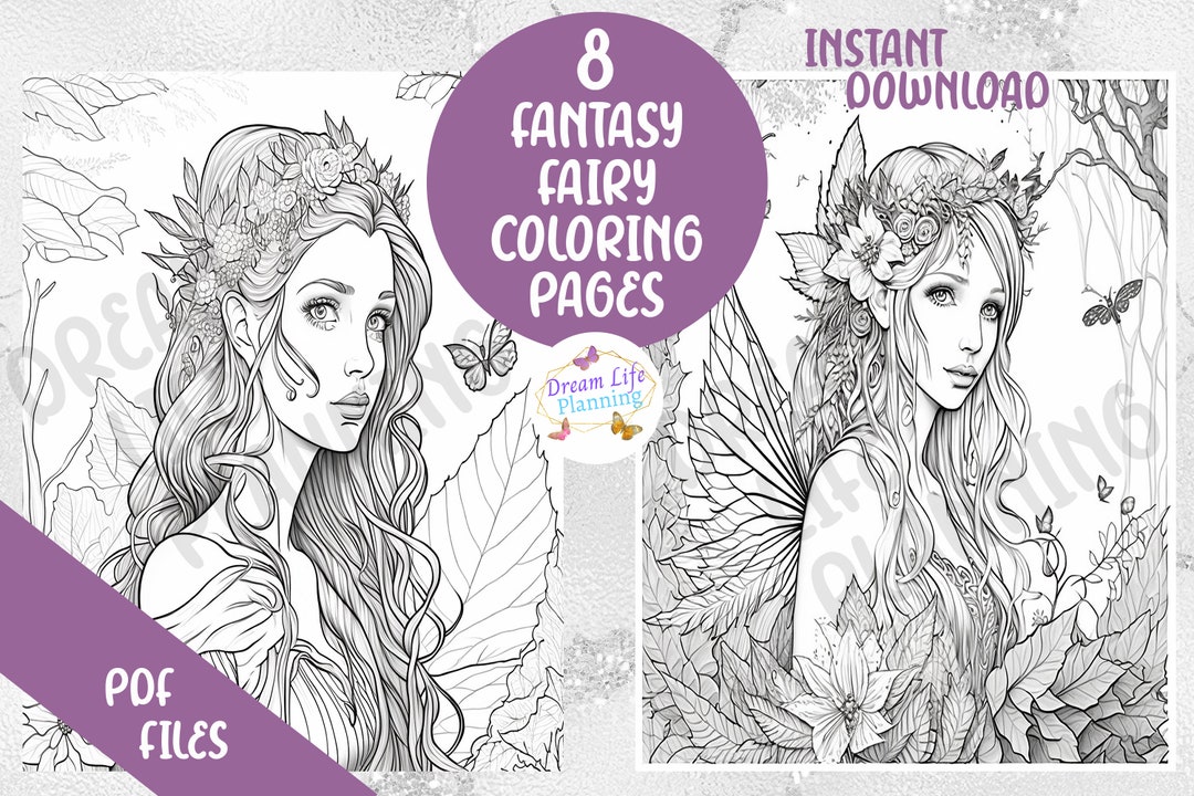 Fantasy Fairies Adult Coloring Pages | Greyscale Portrait | Teen ...