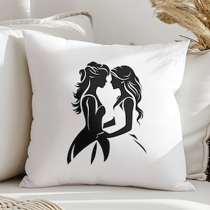 Lesbian Wedding Couple Silhouette SVG, Gay Bride Clipart (digital Files ...