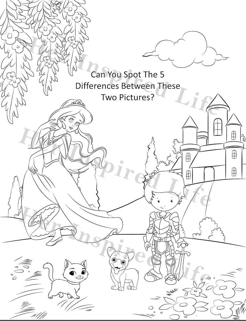 Princess Coloring & Activity Pagesprincess Coloring - Etsy