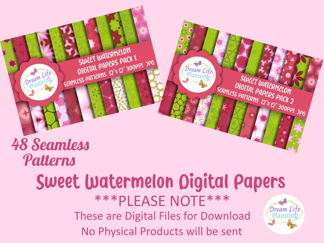Sweet Watermelon Digital Papers | Digital Pattern | Commercial Use ...
