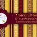 Maroon and Gold Scrapbook Paper 12x12 Craft Supplies Cardmaking Digital ...