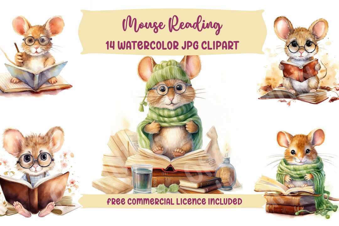 JPG Mouse Reading Clipart, Storytime Clipart, JPG Mice Reading, JPG ...
