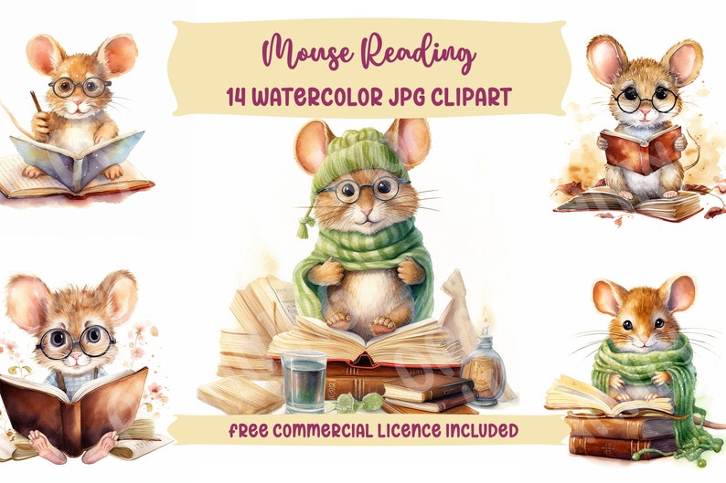 JPG Mouse Reading Clipart, Storytime Clipart, JPG Mice Reading, JPG ...