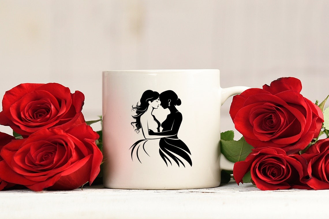 Lesbian Wedding Couple Silhouette SVG, Gay Bride Clipart (digital Files ...