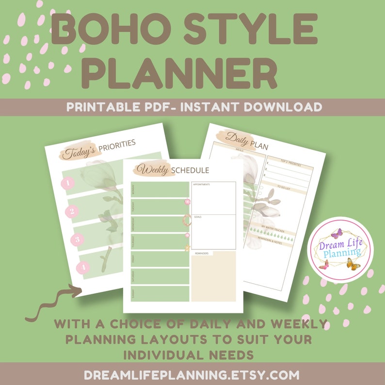 Boho Life Planner Printable, Undated, A4, US Letter (digital Download ...