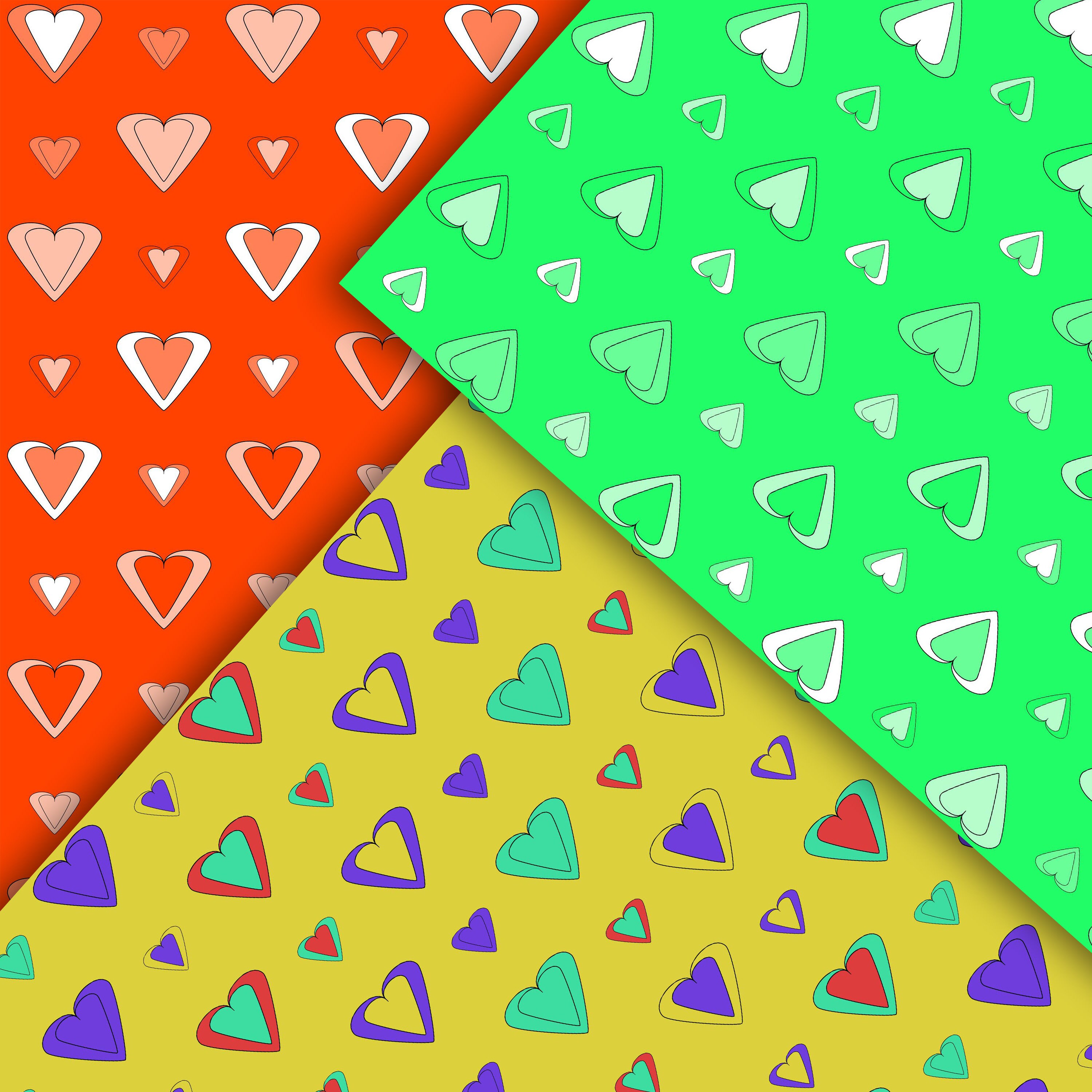 Rainbow Hearts Digital Paper Pack | Seamless Patterns (JPG) - Etsy