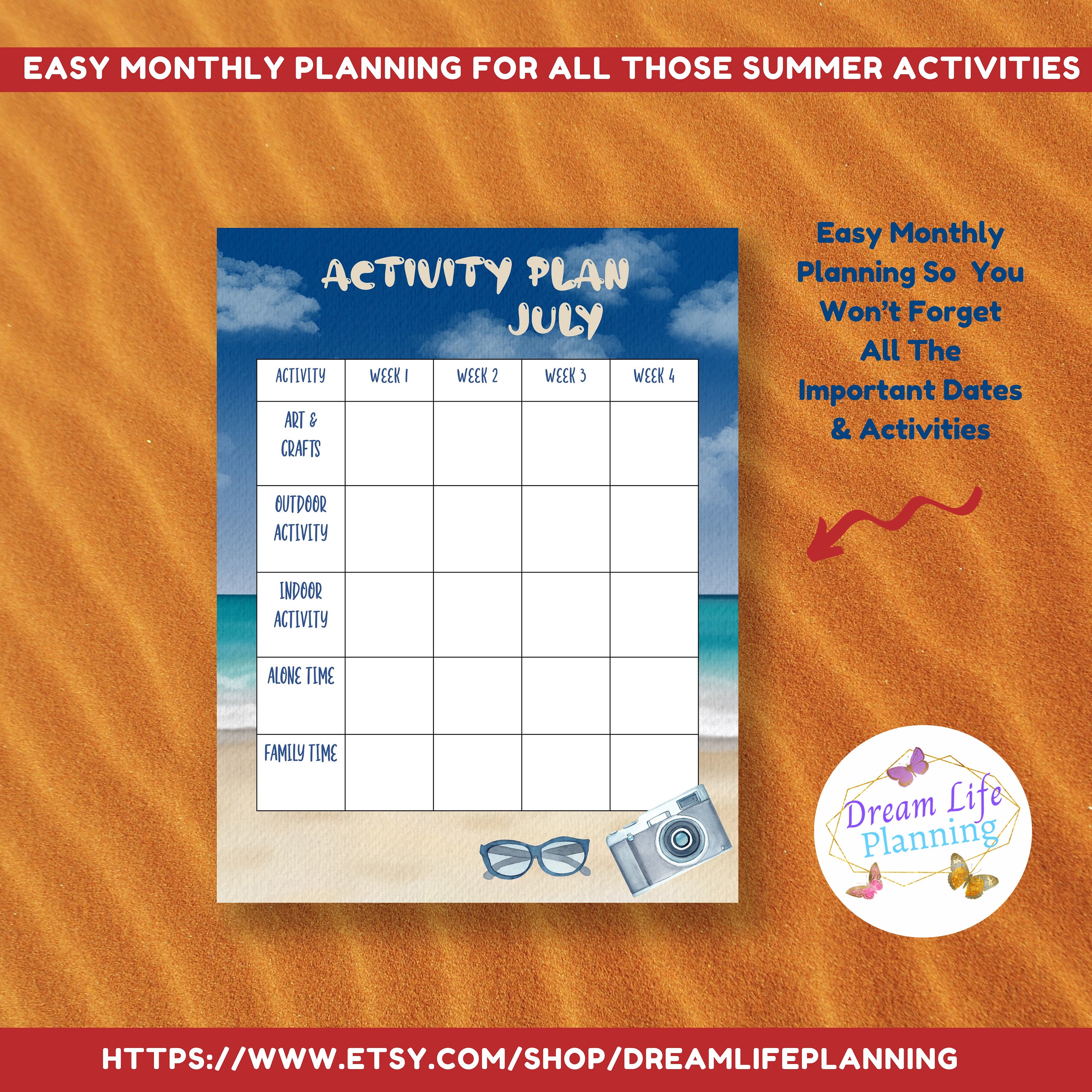 Summer Fun Planner,weekly Planner,daily Planner,summer Activity Planner ...