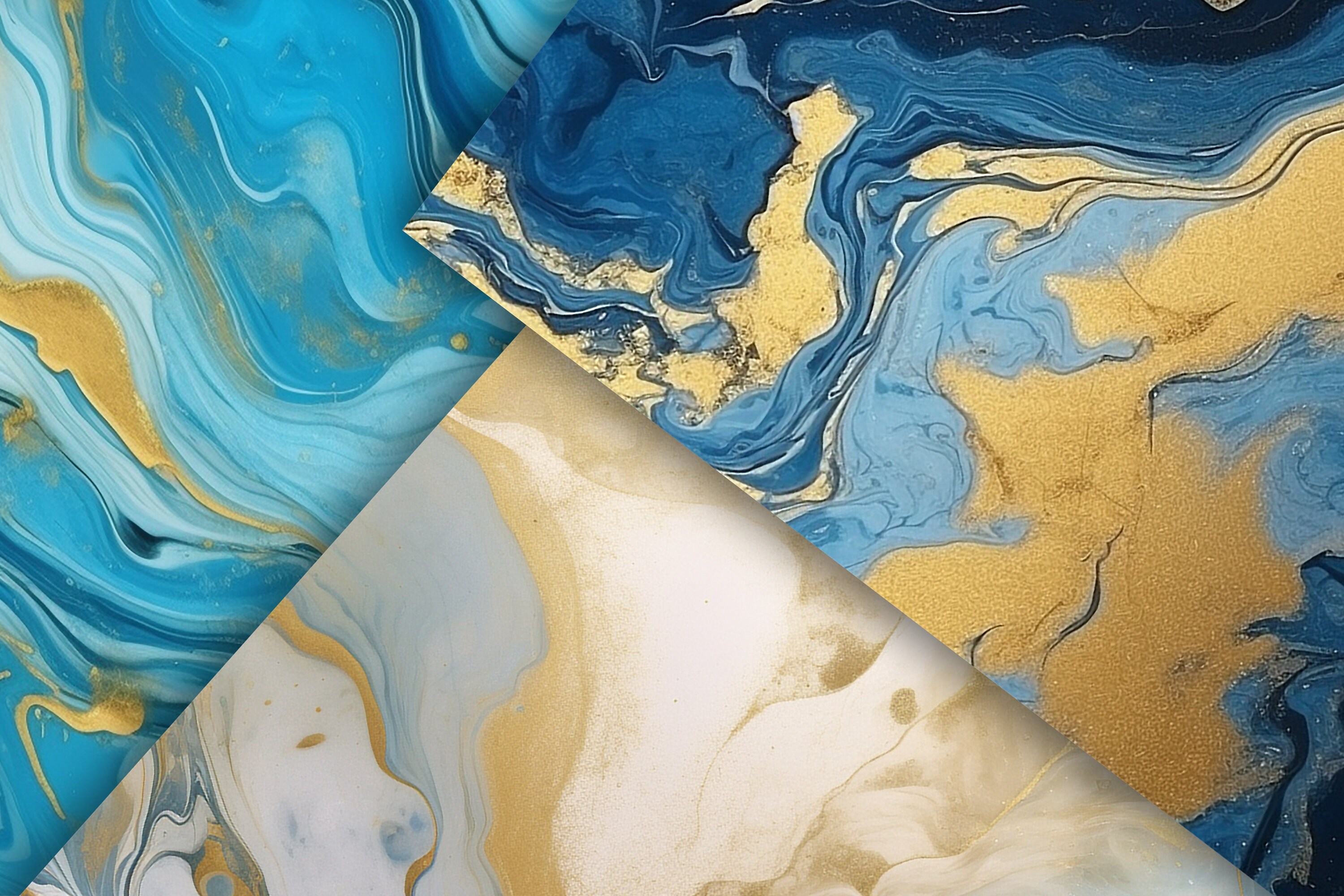 Blue & Gold Marble Papers | Marble Papers | Marbled Digital Paper ...
