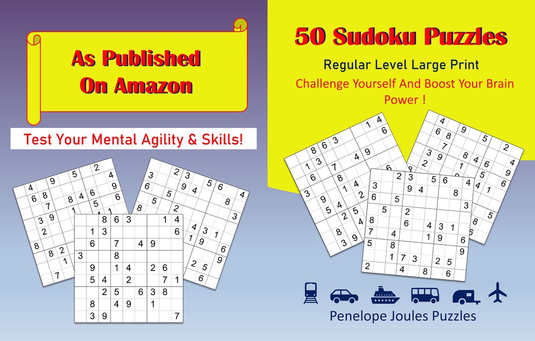 Printable Sudoku Puzzlebrain Teaser Puzzles for - Etsy