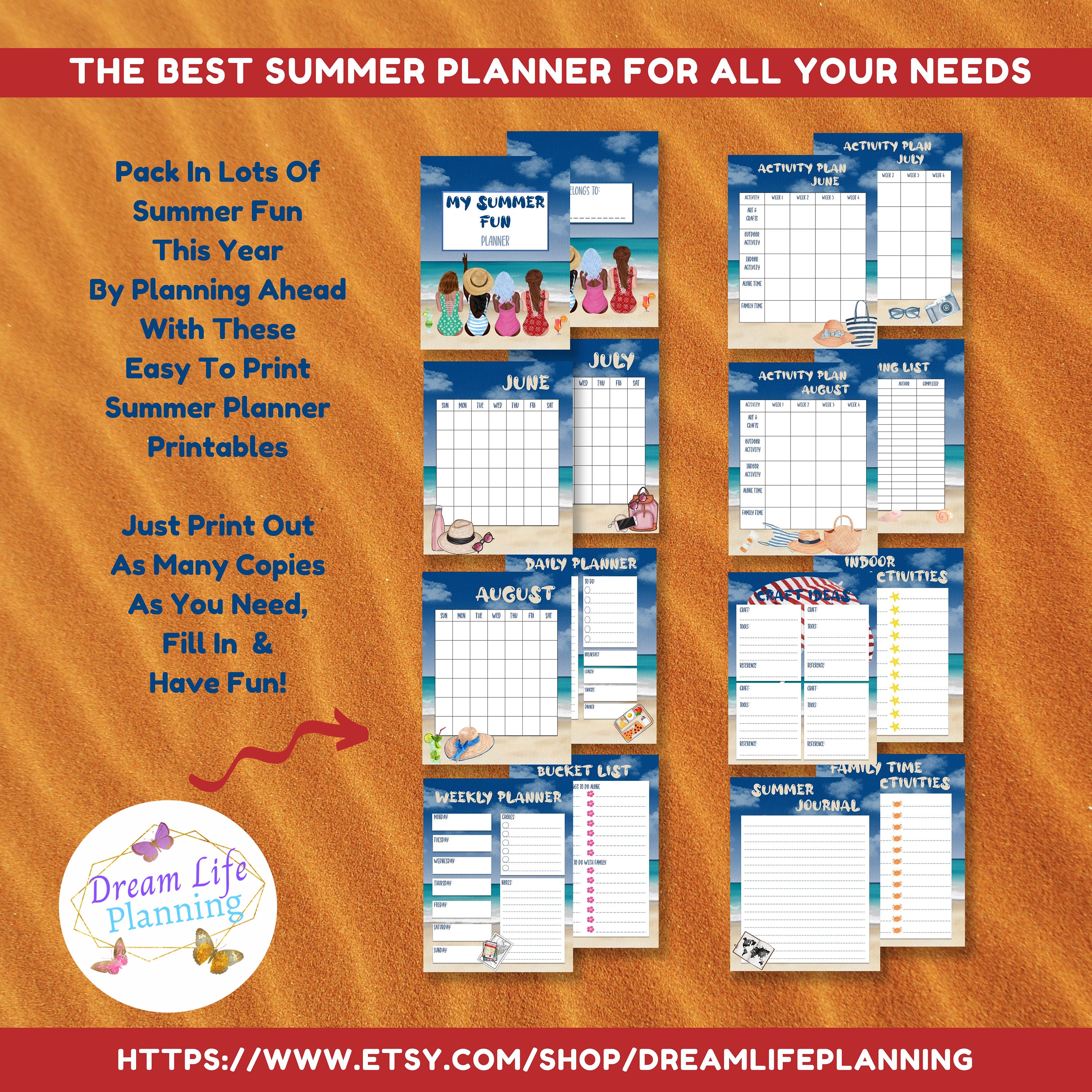 Summer Fun Planner,weekly Planner,daily Planner,summer Activity Planner ...