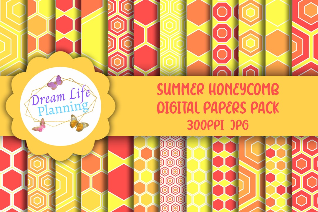 Summer Honeycomb Digital Papers Paper Honeycomb Paper Craft Commercial ...