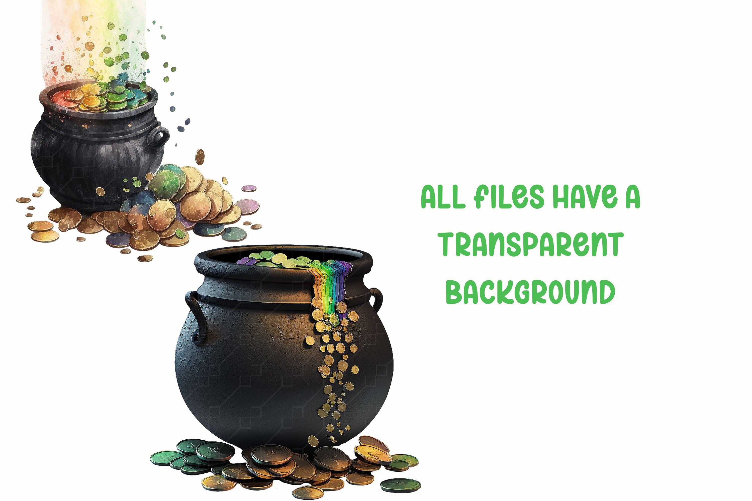 Pot of Gold Clipart PNG Graphics | Pot O Gold | Pot of Gold Decoration ...