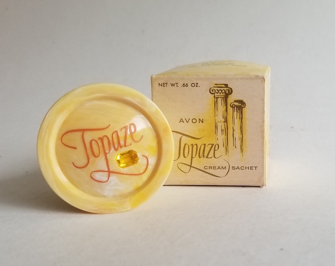 Vintage Avon Topaze Cream Sachet 1970s Birthstone Yellow Topaz Gold ...