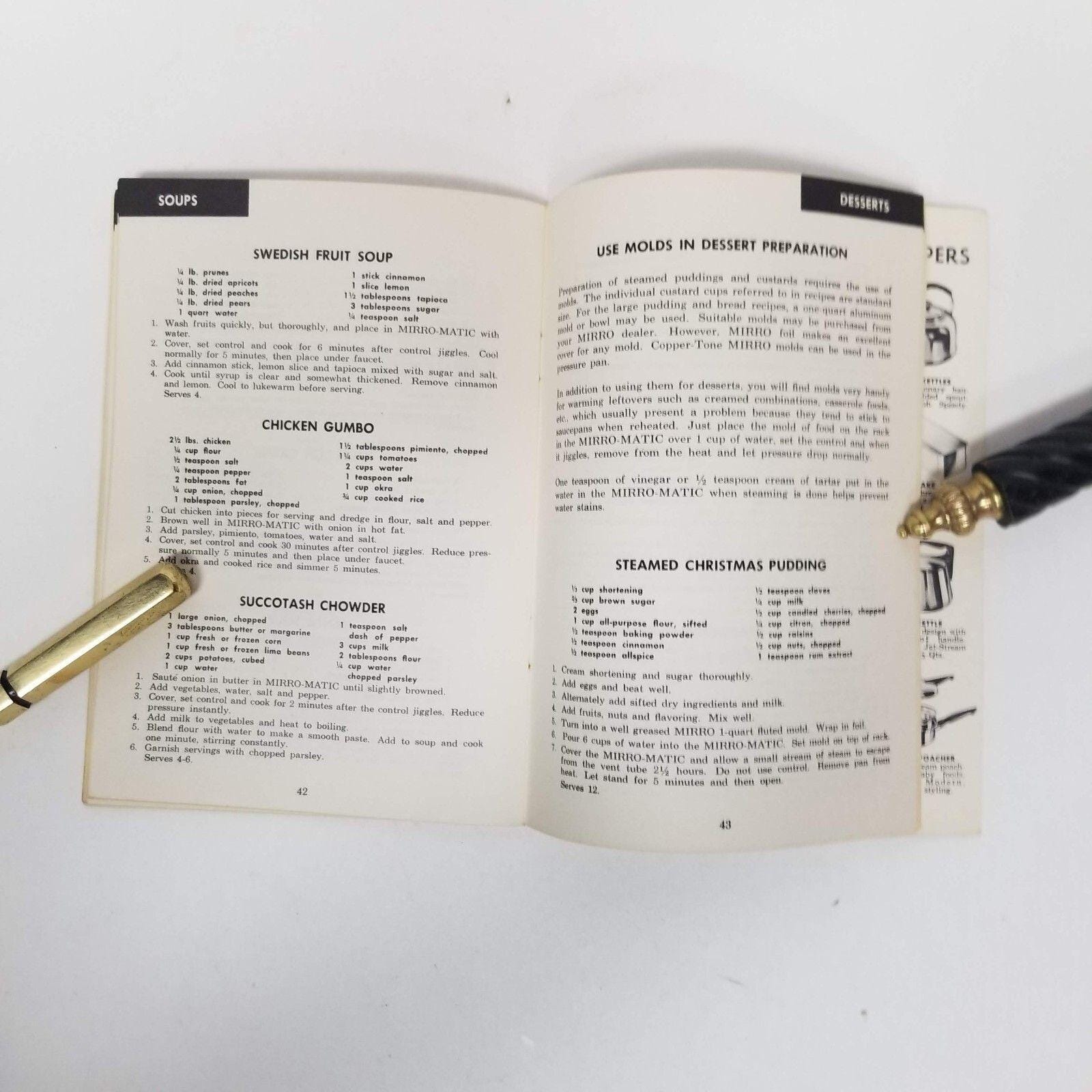 1961 Mirro-matic Pressure Pan Cooker Manual Recipes Vintage Mirromatic ...